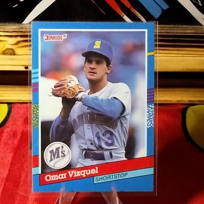 1991 Donruss - Omar Vizquel #231 2 Error Yellow Stripe on Right Border ...
