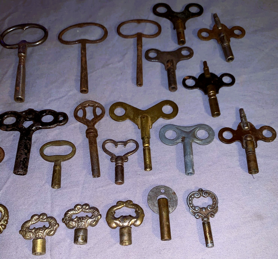Great Lot 27 Antique Clock Keys Many Designs | eBay
