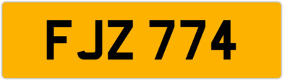 FJZ 774 F 3X3 DATELESS PRIVATE NUMBER PLATE FIN FIONA FRED FAS FAZ FRAN ...