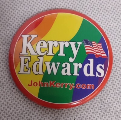 John Kerry Edwards Presidential Campaign Rainbow Gay Pride Pin Button ...