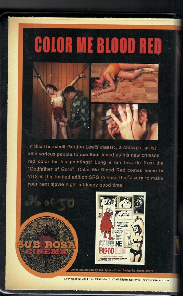 Color Me Blood Red (VHS CLAMSHELL With POSTER) BRAND NEW - #27 of only ...