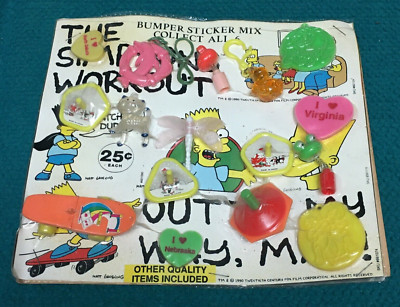 Vintage : THE SIMPSONS WORKOUT gumball VENDING MACHINE display HEADER ...