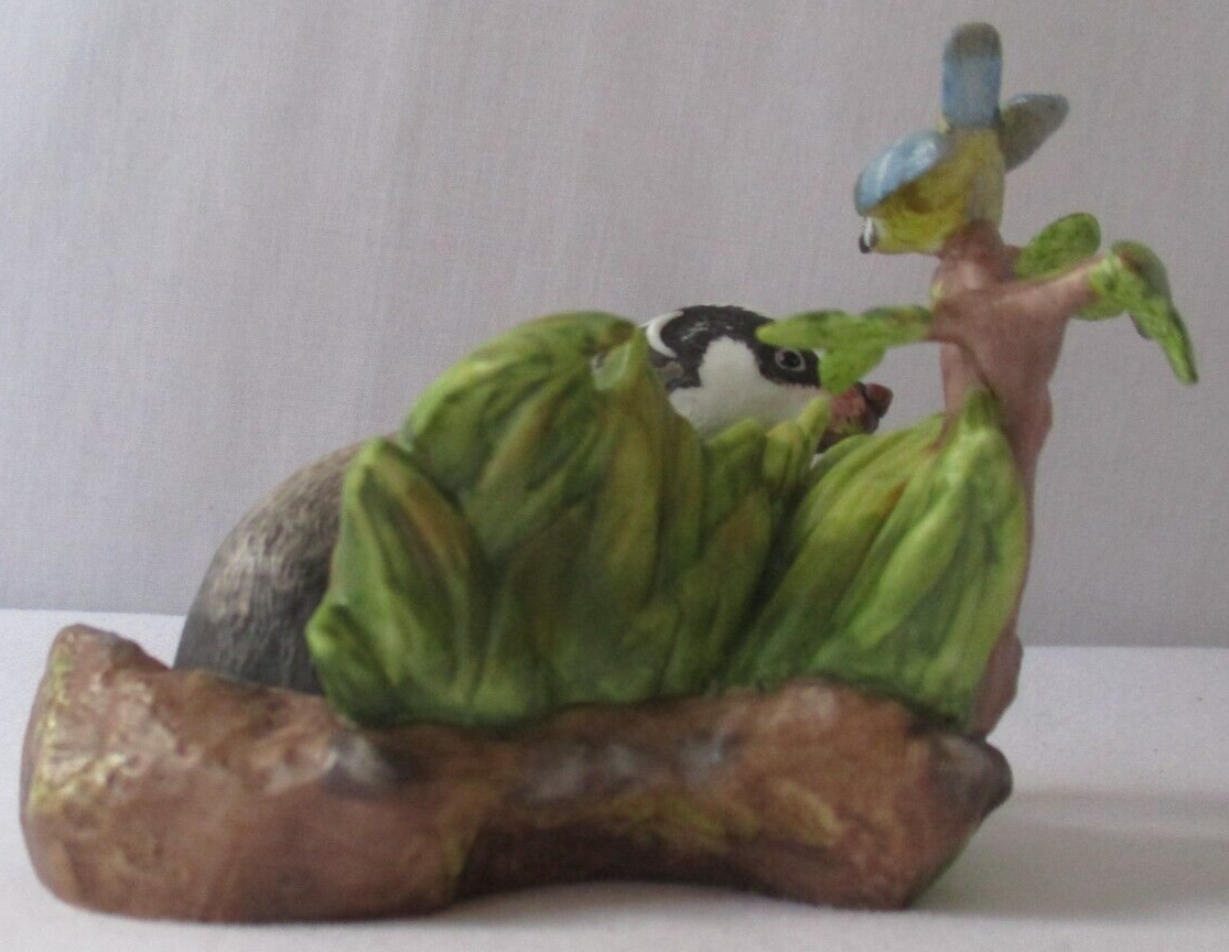 THE WOODLANDS IN APRIL BADGER PETER BARRETT 1984 FRANKLIN PORCELAIN ...