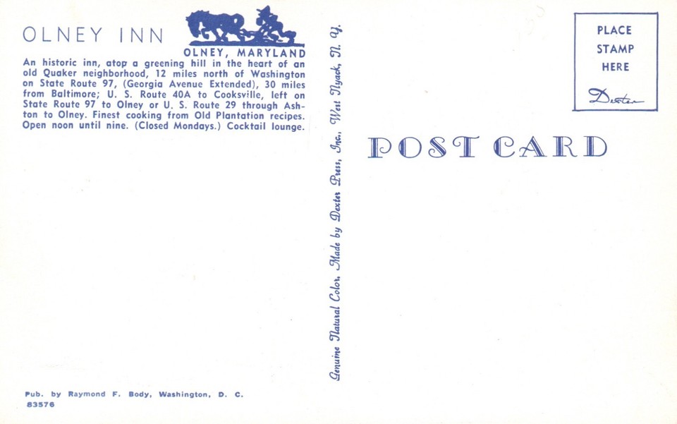 Postcard MD Olney Maryland Olney Inn Route 97 Unposted Chrome Vintage ...
