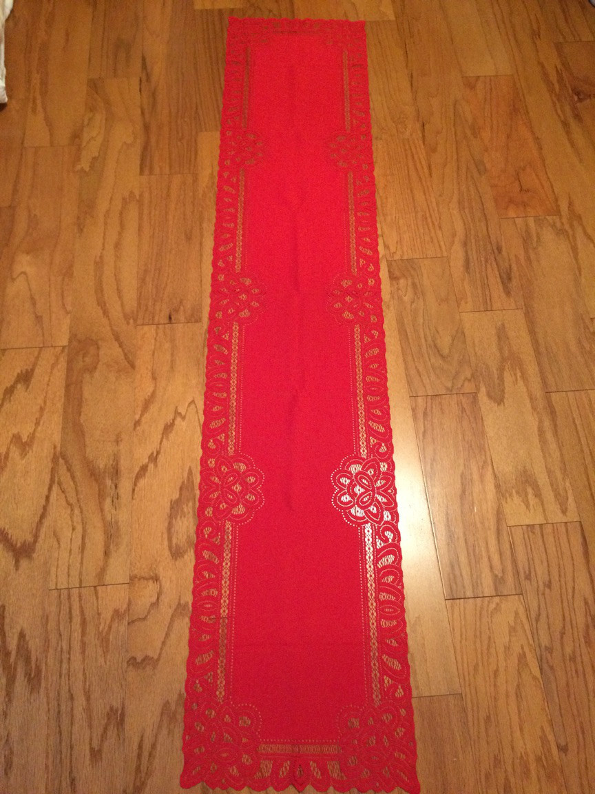 Heritage Lace Rectangular Polyester Red Battenburg Design Runner 14x70 ...