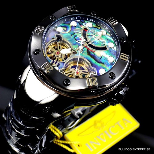 Invicta Reserve Kraken Abalone Double Open Heart Automatic Black Steel ...