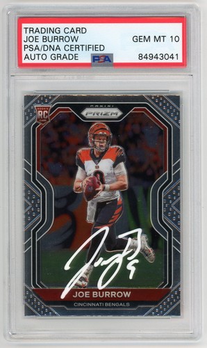 Joe Burrow Signed 2020 Panini Prizm Rookie Card #307 Auto PSA/DNA Gem ...