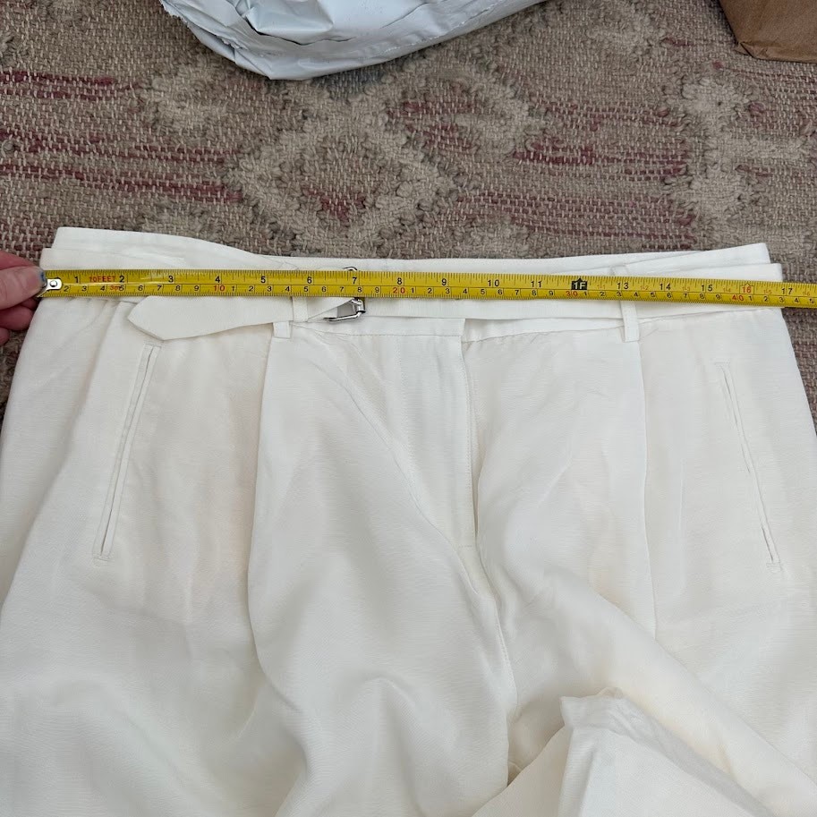 ATM Anthony Thomas Melillo Womens White Pleated Front Wide Leg Pants Sz ...