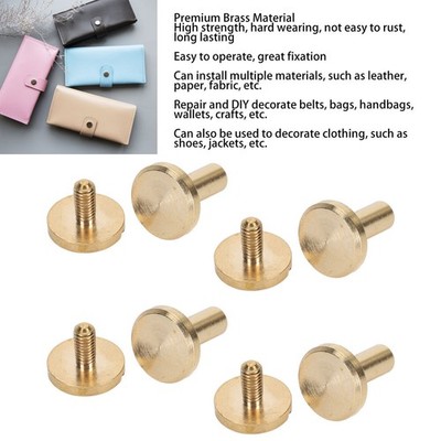 50 Set Binding Rivet Round Flat Head Brass Slot Screw Rivets for Belts ...