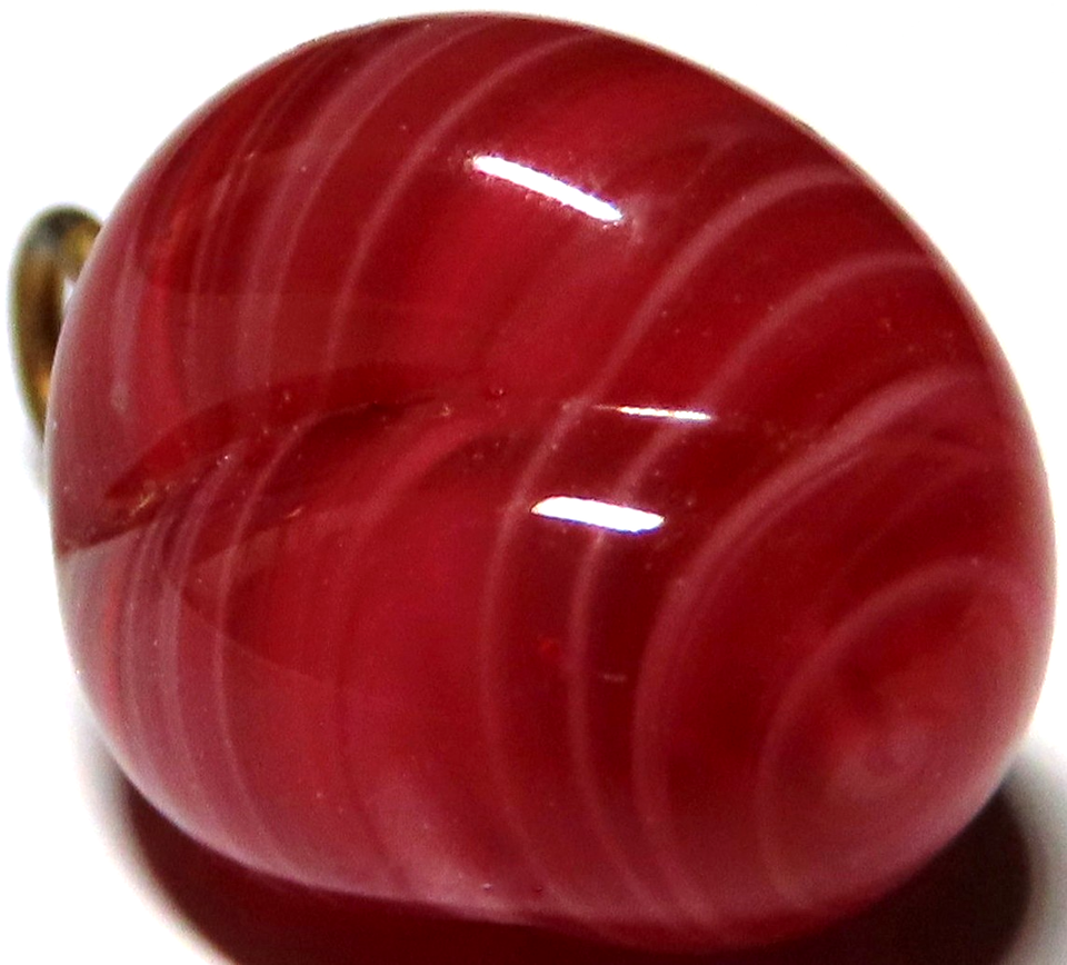 ANTIQUE VICTORIAN CHERRY RED & MILKY WHITE SWIRLED GLASS CHARM STRING ...