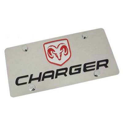 Dodge Ram Logo & Charger Name On Polished License Plate (Chrome) | eBay