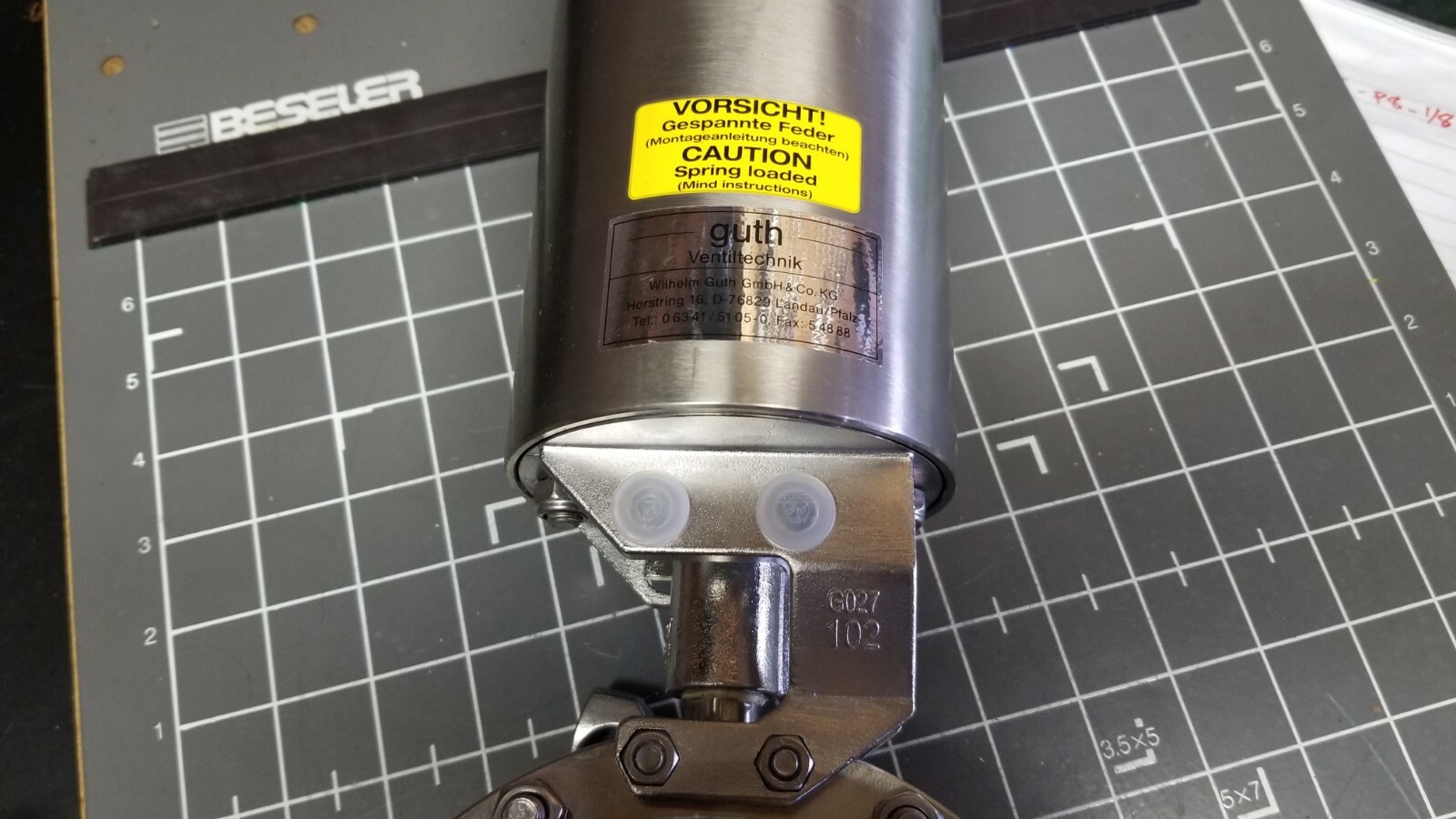 Guth Ventiltechnik Butterfly Valve W/ Spring Loaded Actuator, Stainless ...