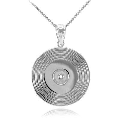 925 Sterling Silver DJ LP Vinyl Disc Music Recording Pendant Necklace ...