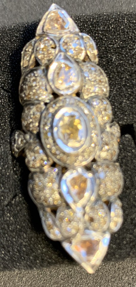 MA Large 18 karat gold and silver Long Diamond Ring | eBay