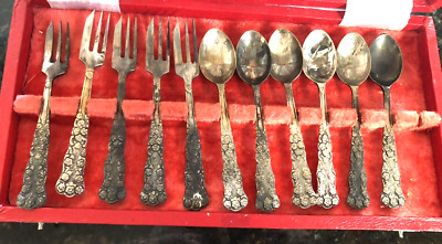 Antique German Silver Set of Cocktail Forks & Spoons in Box | eBay