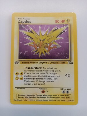 Pokémon TCG Zapdos Fossil 15/62 Holo 1st Edition Holo RARE M/H Play ...