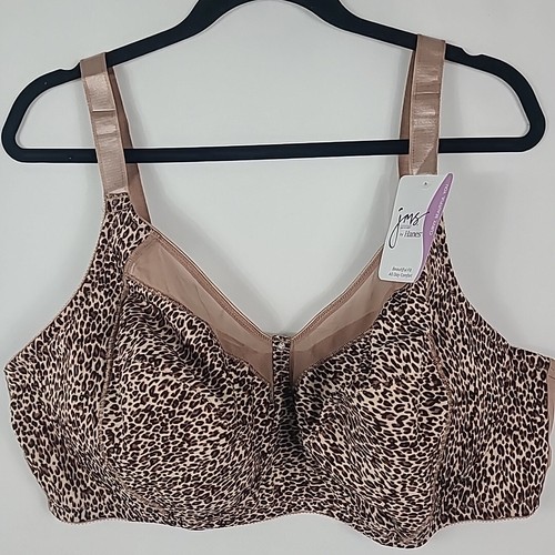 NWT Just My Size JMS by Hanes Brown Animal Print Bra Wireless Sz 44DD ...