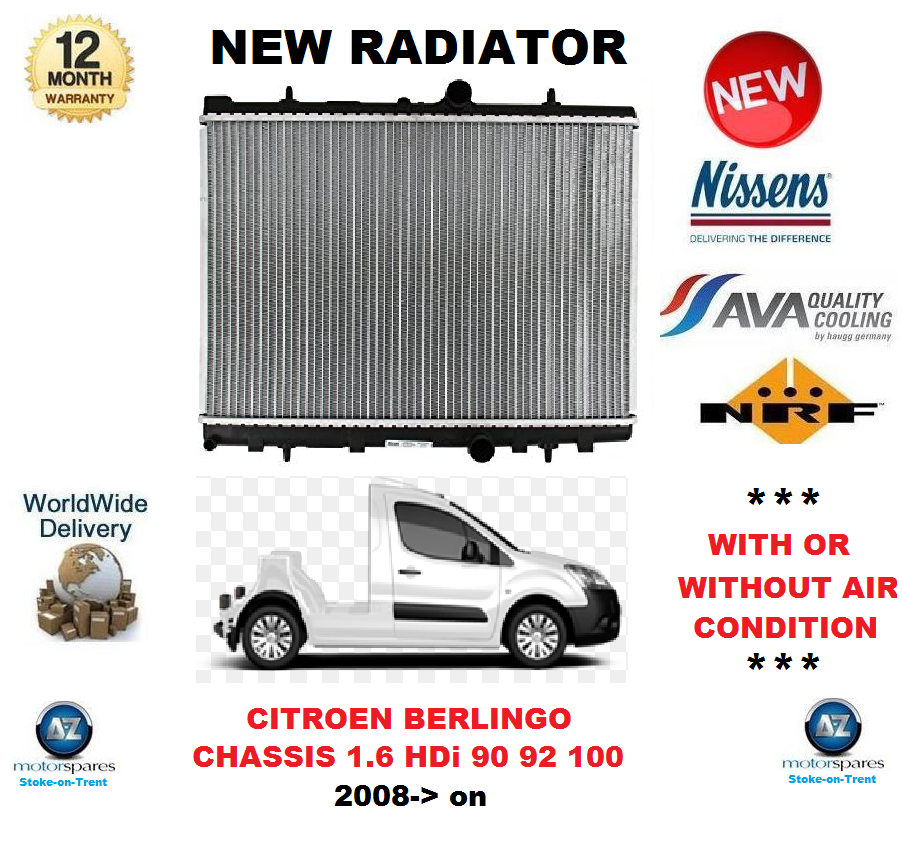 FOR CITROEN BERLINGO B9 CHASSIS 1.6 HDi 90 92 100 2008->on RADIATOR OE ...