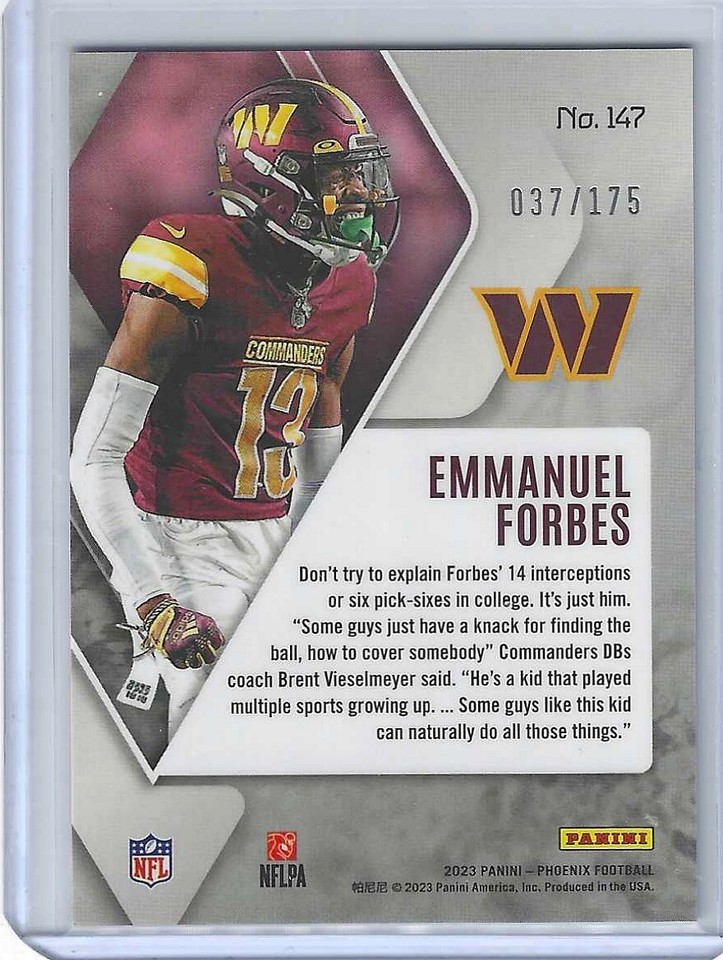 2023 Panini Phoenix Emmanuel Forbes Rookie Lava /175 #147 | eBay