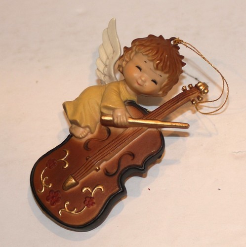 Vintage Christmas Ornament Angel Playing Cello Hard Plastic Hong Kong 3 ...