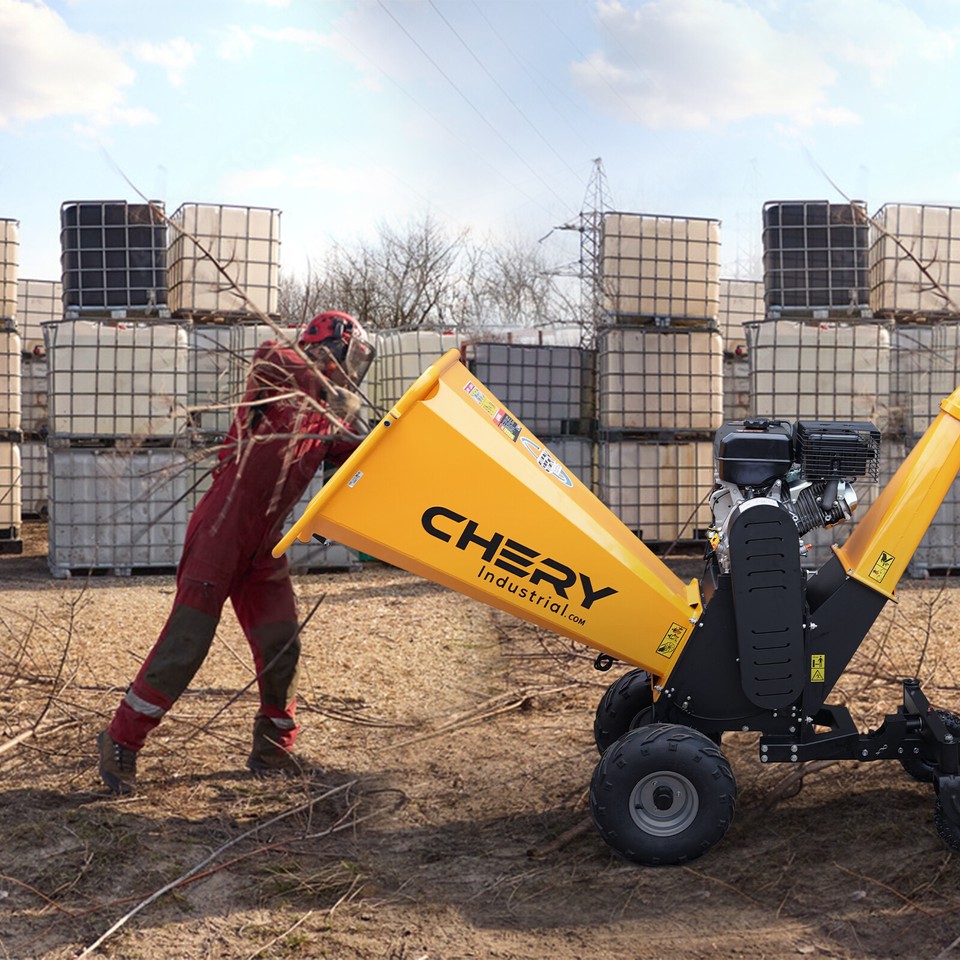 Pull Start Gas Powered Wood Chipper Shredder Mulcher 360° Rotary ...