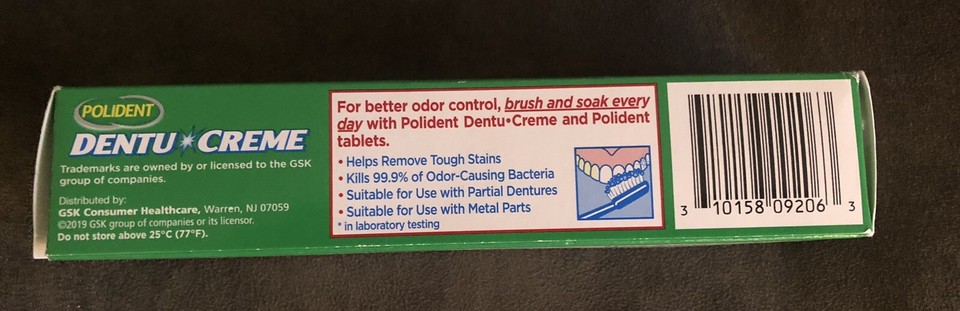 Polident Dentu-Creme Denture Cleanser Paste Triple Mint Freshness 3.9 ...