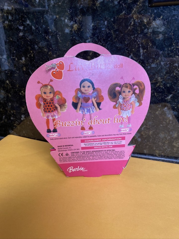 Mattel Barbie Valentine Kelly 2007 Ladybug Luv Buzz Doll Blonde New | eBay