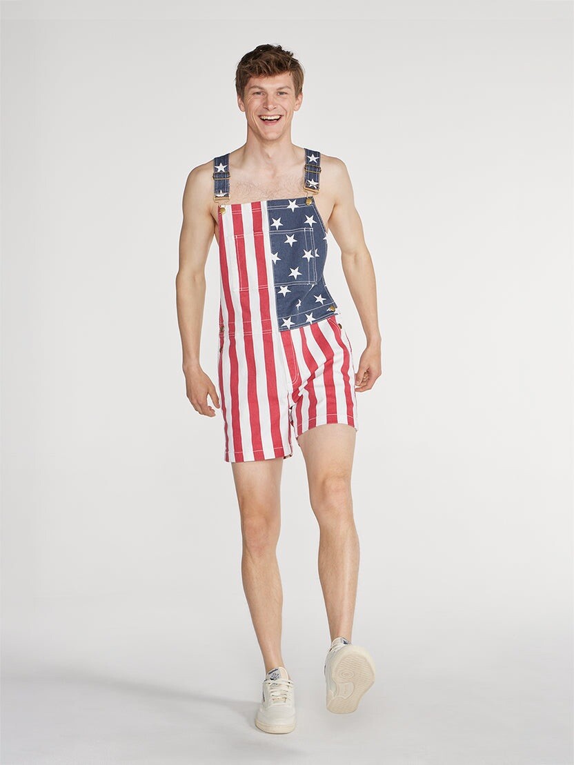 Chubbies The Chubberalls American Flag Overalls Medium - Gem