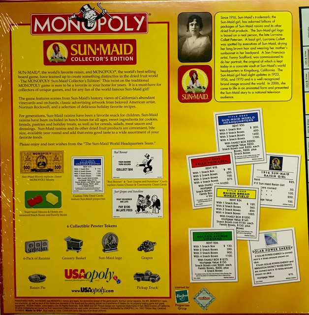 Monopoly Sun-maid Collector's Edition 2006 Hasbro USAopoly for sale ...