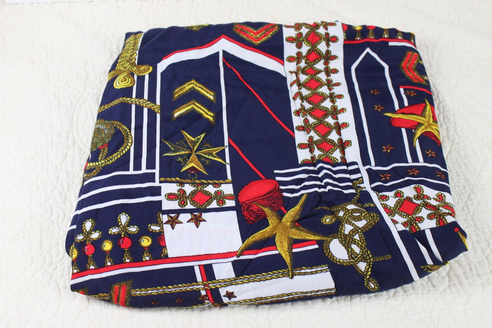 Vintage Nautical Fabric 2.5 Yards Navy Blue Synthetic Poly Shells Rope ...