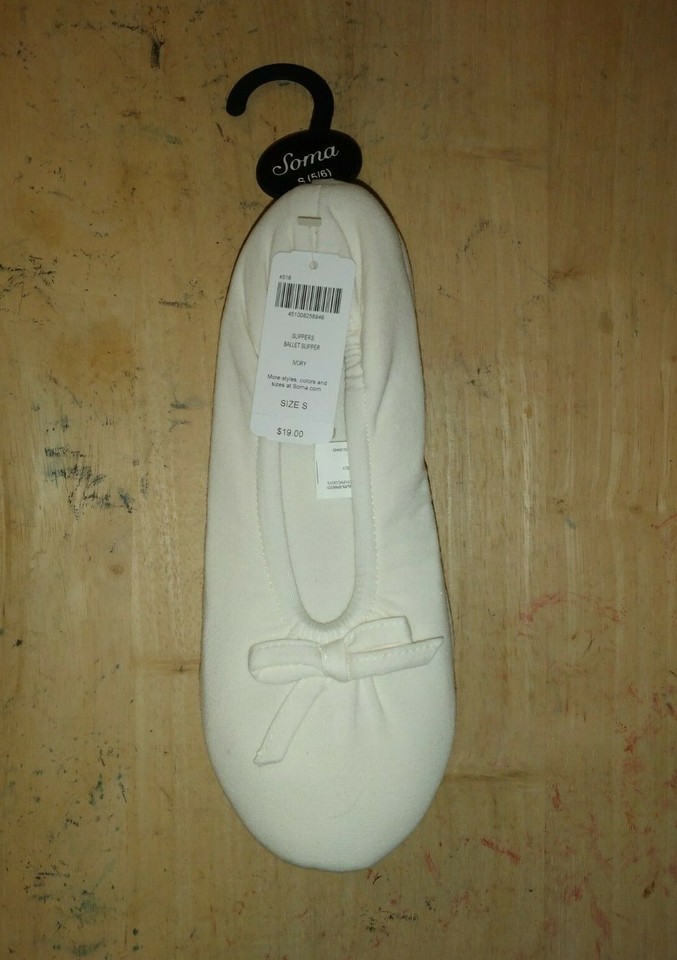 Soma Women's Ivory Ballet Cotton Blend Slippers Size S (5/6) New | eBay