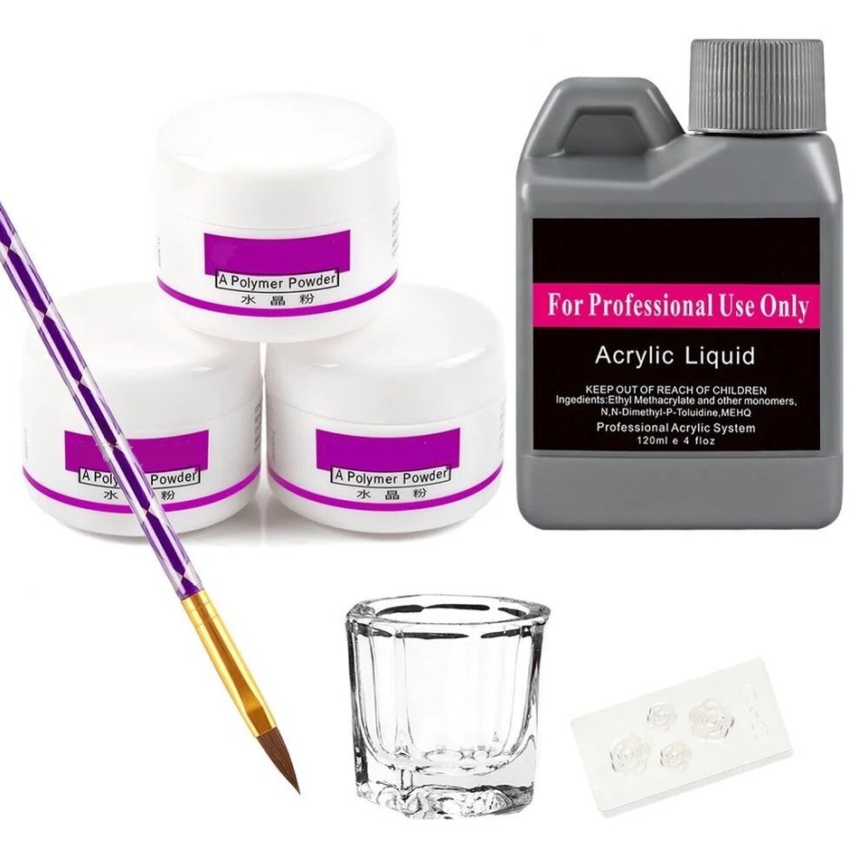 Complete Acrylic Nail Kit. INCLUDES UV LIGHT AND NAIL GEMS | eBay