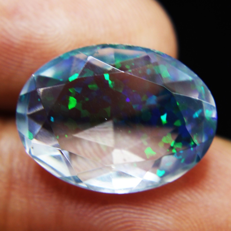 11.10 Ct Oval Cut Fire Opal Triplet Multi Color Loose Gemstones ...