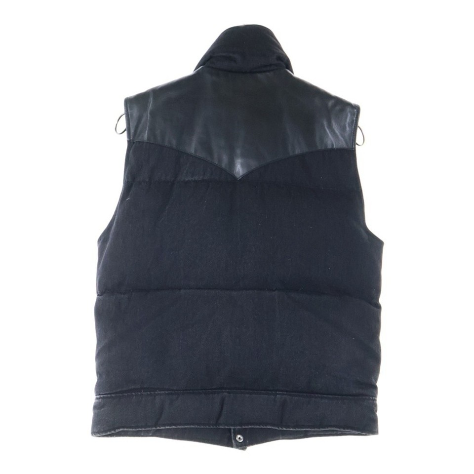 RATS Cow Leather Denim Switched Western Down Vest Black Used ...