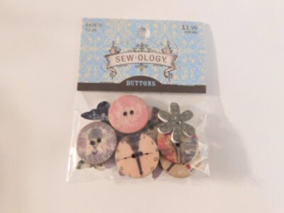 Sew-ology Floral Wood Buttons 12pc | eBay
