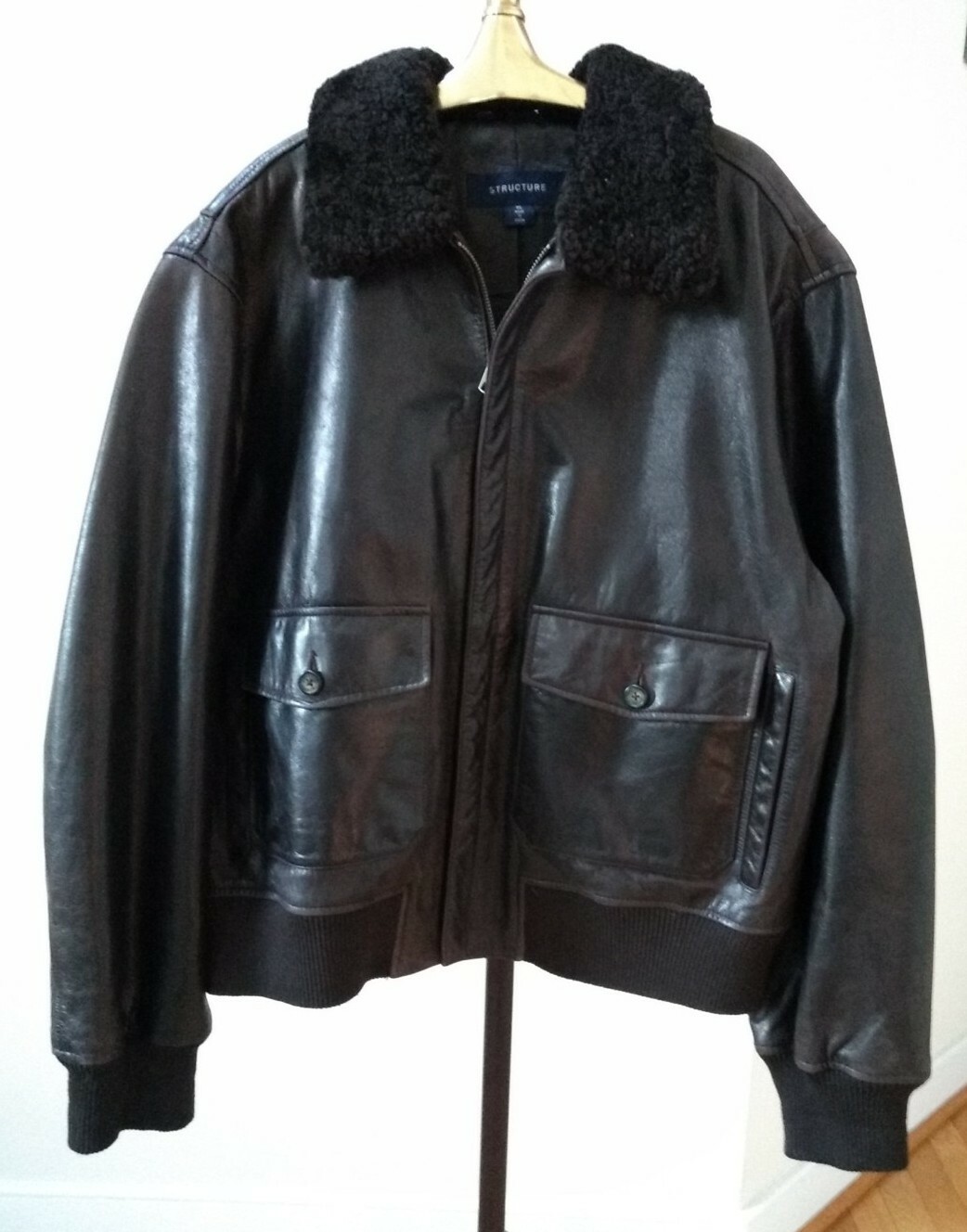 Vintage Structure Leather A-2 Flight Jacket Fur Colla… - Gem