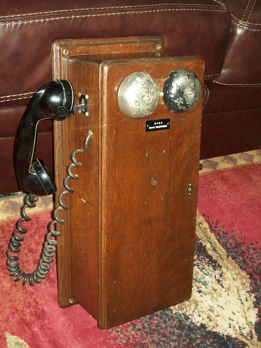 Early Western "Union Pacific Railroad" Antique Oak Wall Phone ...