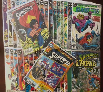 37x SUPERMAN ACTION COMICS LOT! ALL VINTAGE 80s90s! DOOMSDAY! 689 1st ...