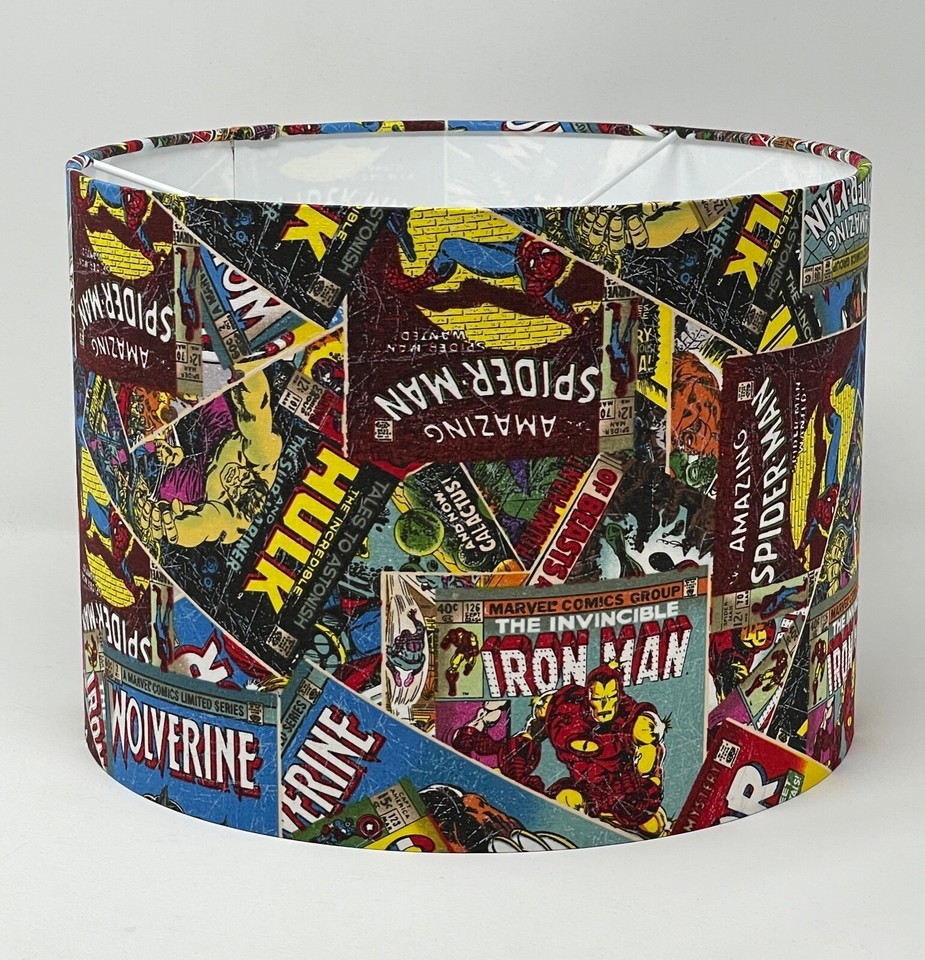 Lampshade Marvel Comic Book Spiderman Ironman Super Hero Drum Light ...