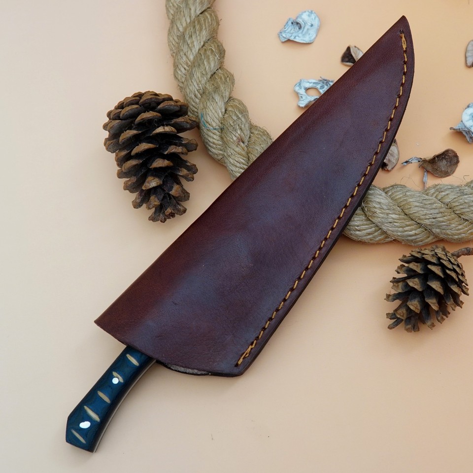 CUSTOM HANDMADE D2 STEEL MICARTA HANDLE KNIFE WITH PREMIUM LEATHER ...