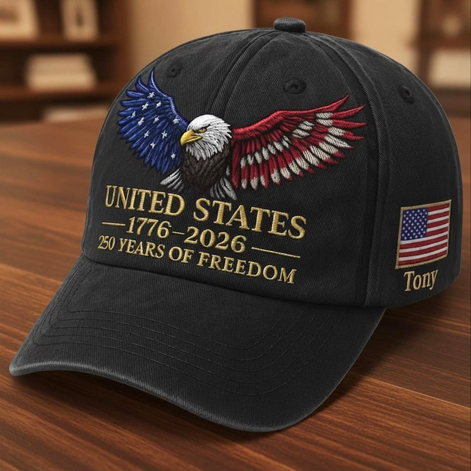 Personalized 250 Years of Freedom Embroidered Hat, Patriotic Eagle Hat ...