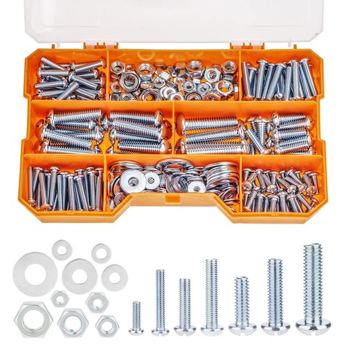 320pcs SAE Machine Screws, Bolts, Nuts and Washers Assortment Kit, Zinc ...