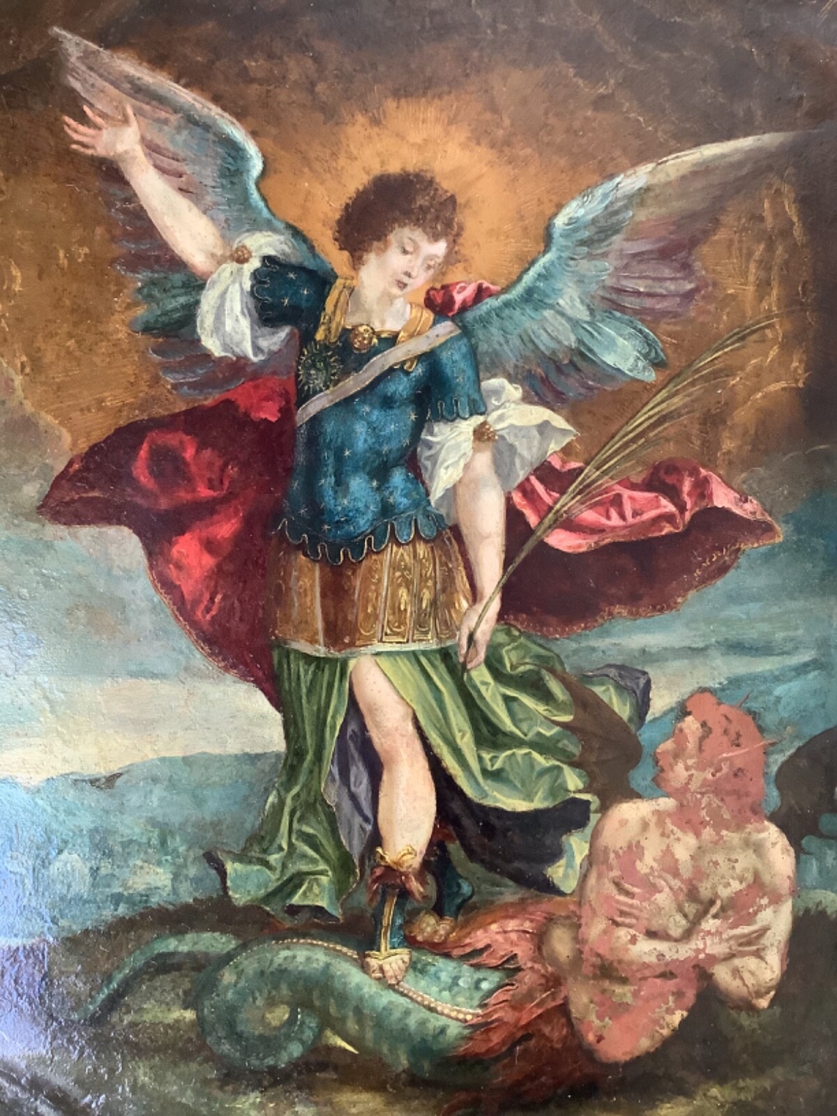 16th century Flemish De VOS Archangel Saint Michael Slaying Devil Oil ...