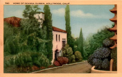 Vintage postcard of Deanna Durbin's Hollywood home. | eBay
