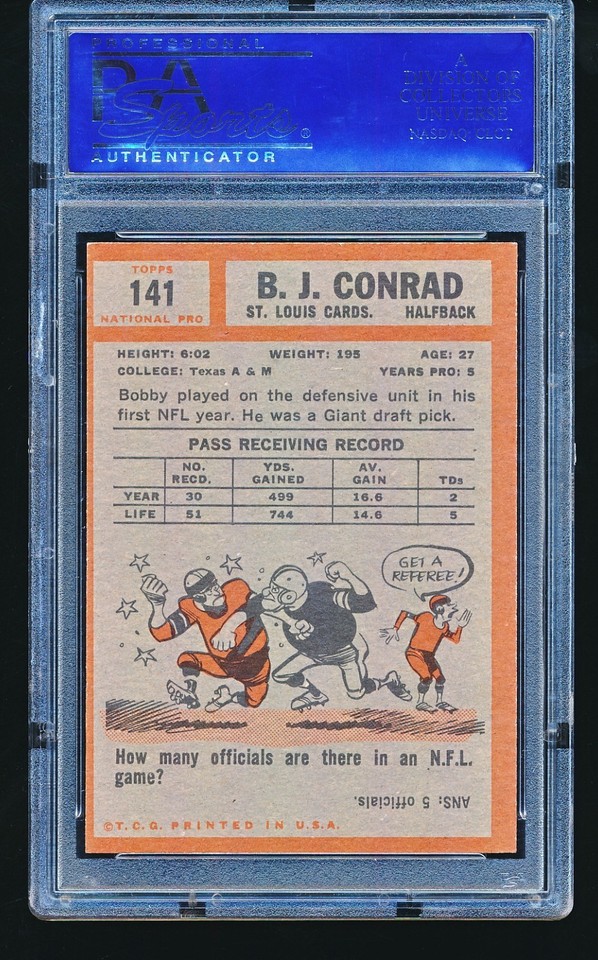 1962 Topps BOBBY JOE CONRAD #141 PSA 9 OC | eBay