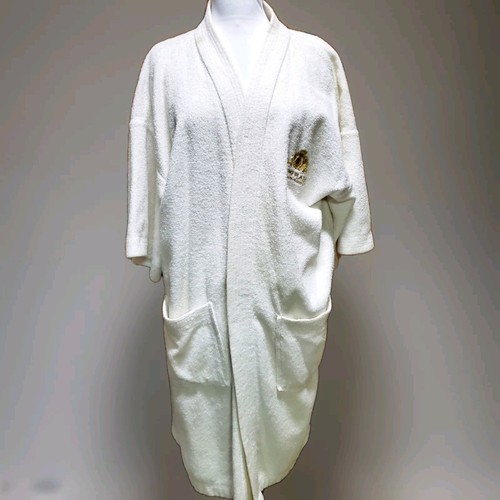 Trump Hotels Bath Robe 100% Cotton Unisex White Terry Embroidered Logo ...