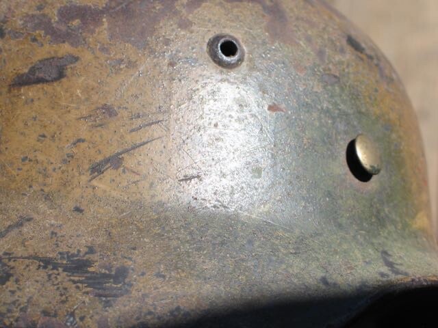 RARE WW2 GERMAN TRI-COLOR CAMO M35 HELMET NAMED BATTLE VETERAN CAMO ...