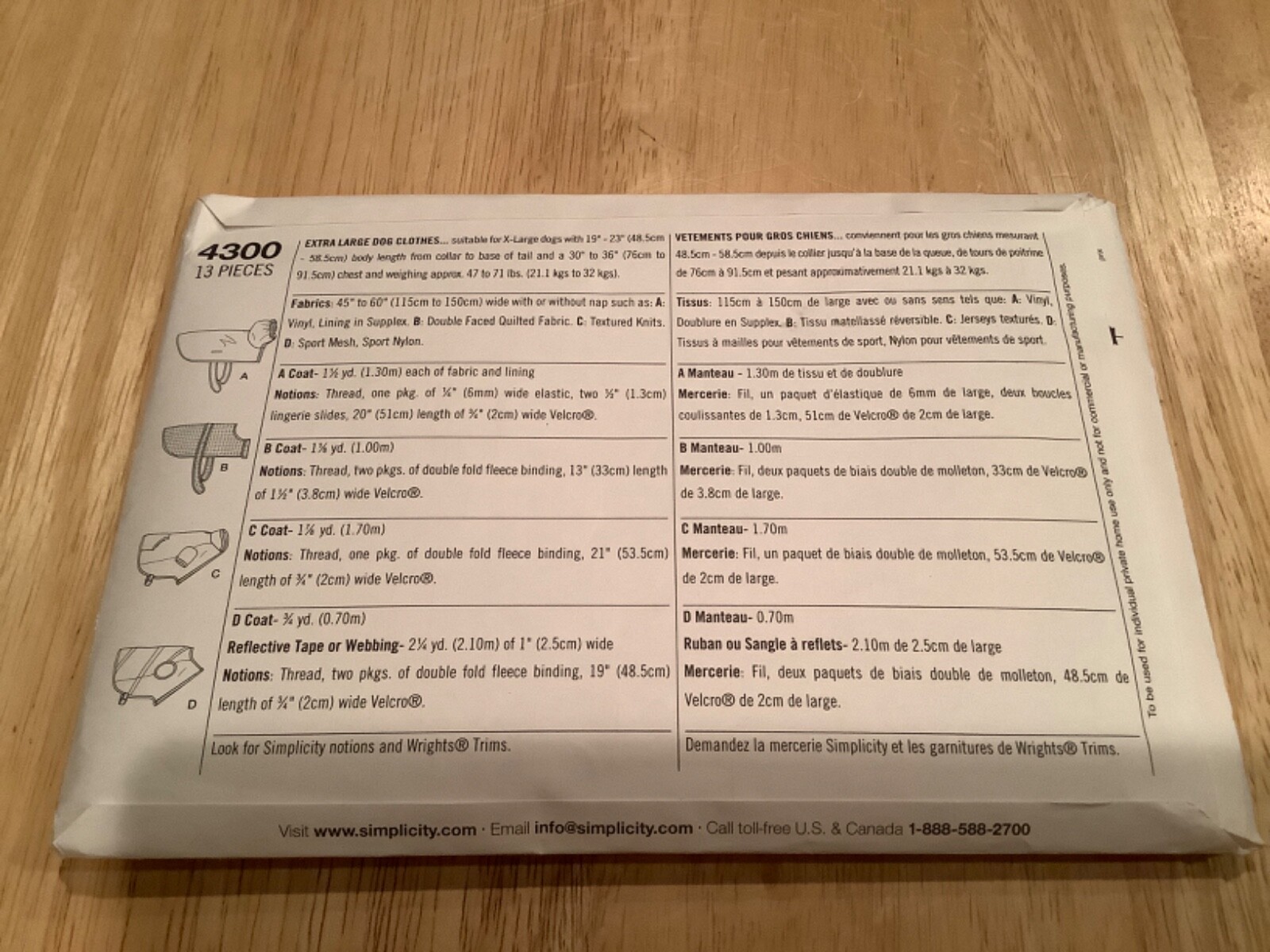 Simplicity+Sewing+Pattern+4300+Longia+Miller+XL+Dog+Clothes+Coats+47-71 ...