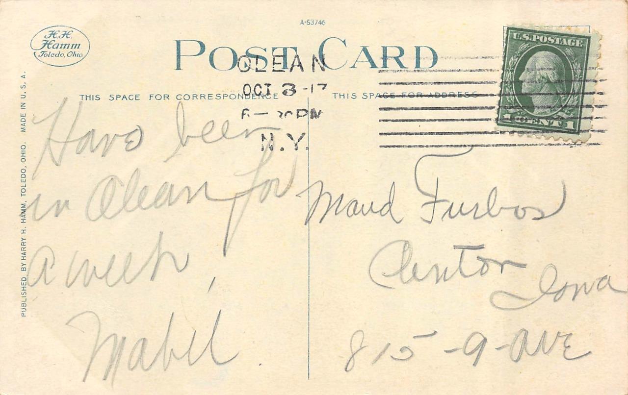 Olean, NY New York SAINT STEPHENS EPISCOPAL CHURCH Cattaraugus Co 1917 Postcard | eBay