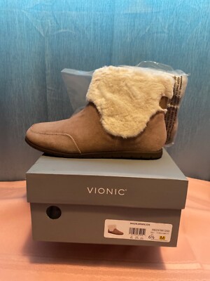Vionic Maizie Women's Supportive Slipper Boot Brown Suede - 6.5 Medium ...